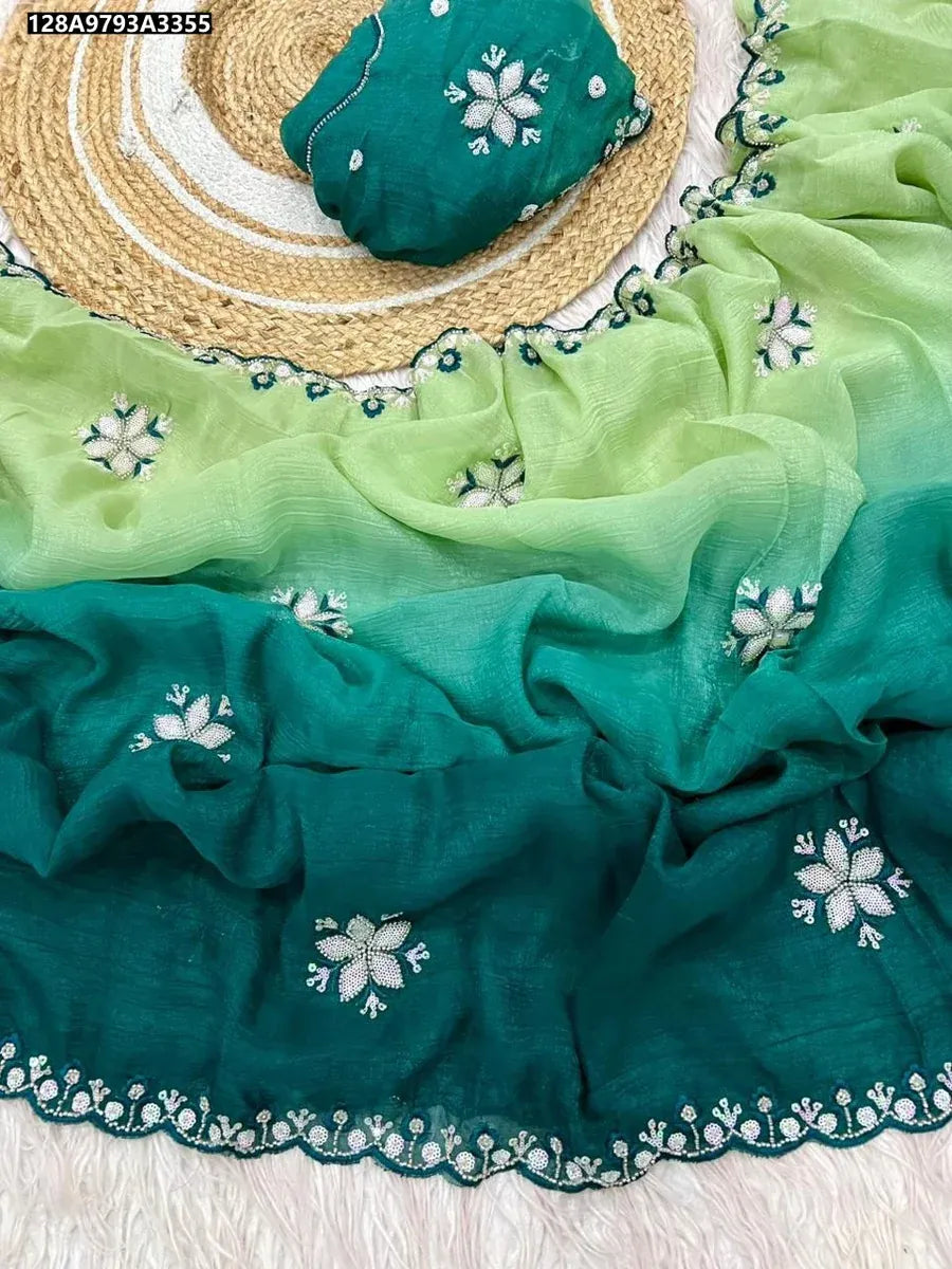 Discover Elegant Crunchy Fabric Saree with Fancy Handwork | Party Wear ...