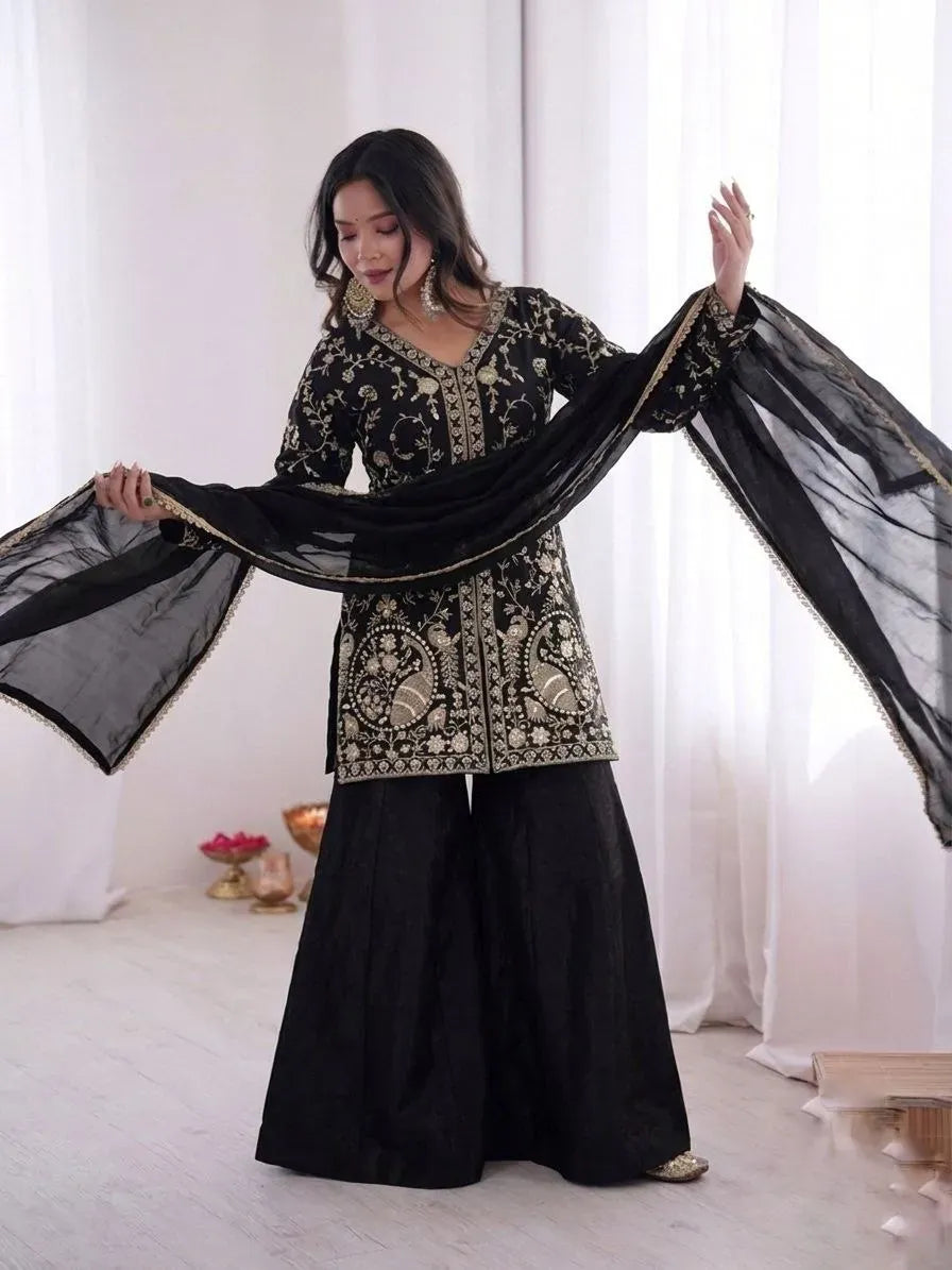 Elegant Fendy Silk Palazzo Kurti Set | Festive Silk Wear – TREND BUY