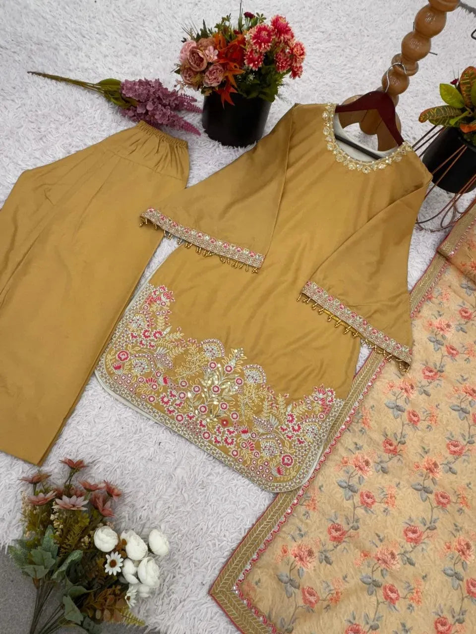 Elegant French Crepe Silk Kurti Set with Dupatta | TRENDBUY – TREND BUY