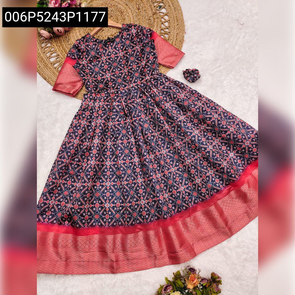 Women's Kalamkari Dola Silk Anarkali Dress | Festive Gown – TREND BUY