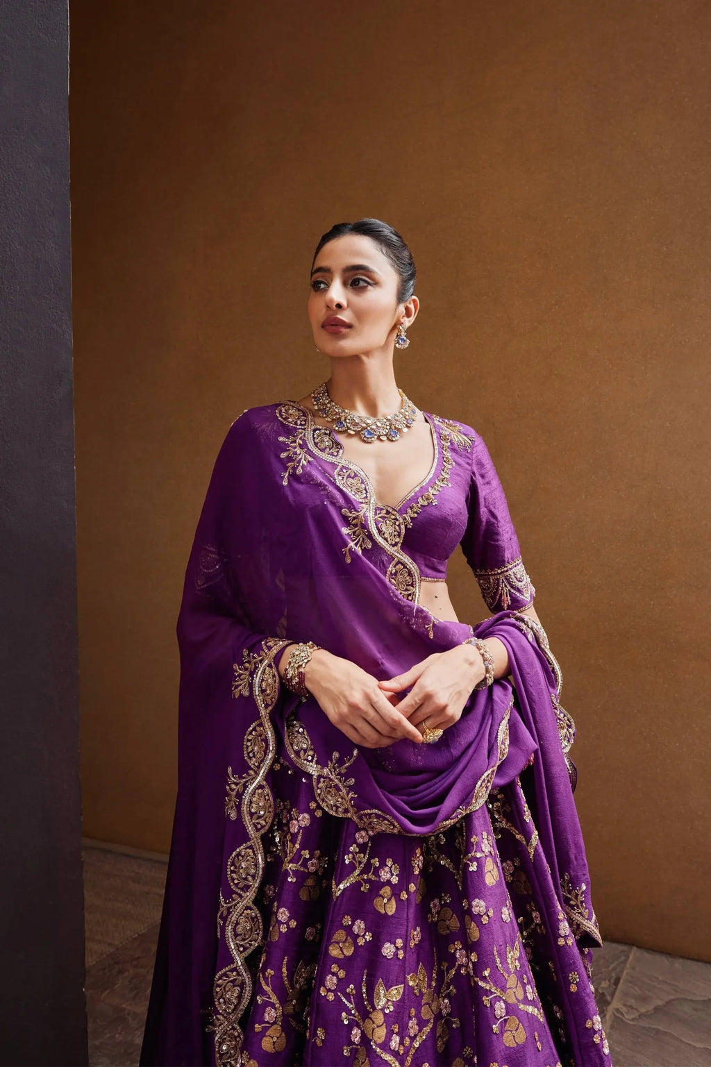 Elegant Purple Silk Lehenga | Zari & Sequin Work | TRENDBUY – TREND BUY