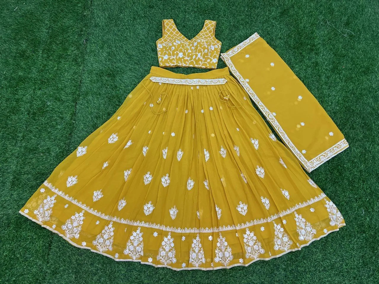 Elegant Yellow Georgette Lehenga for Weddings | TRENDBUY – TREND BUY