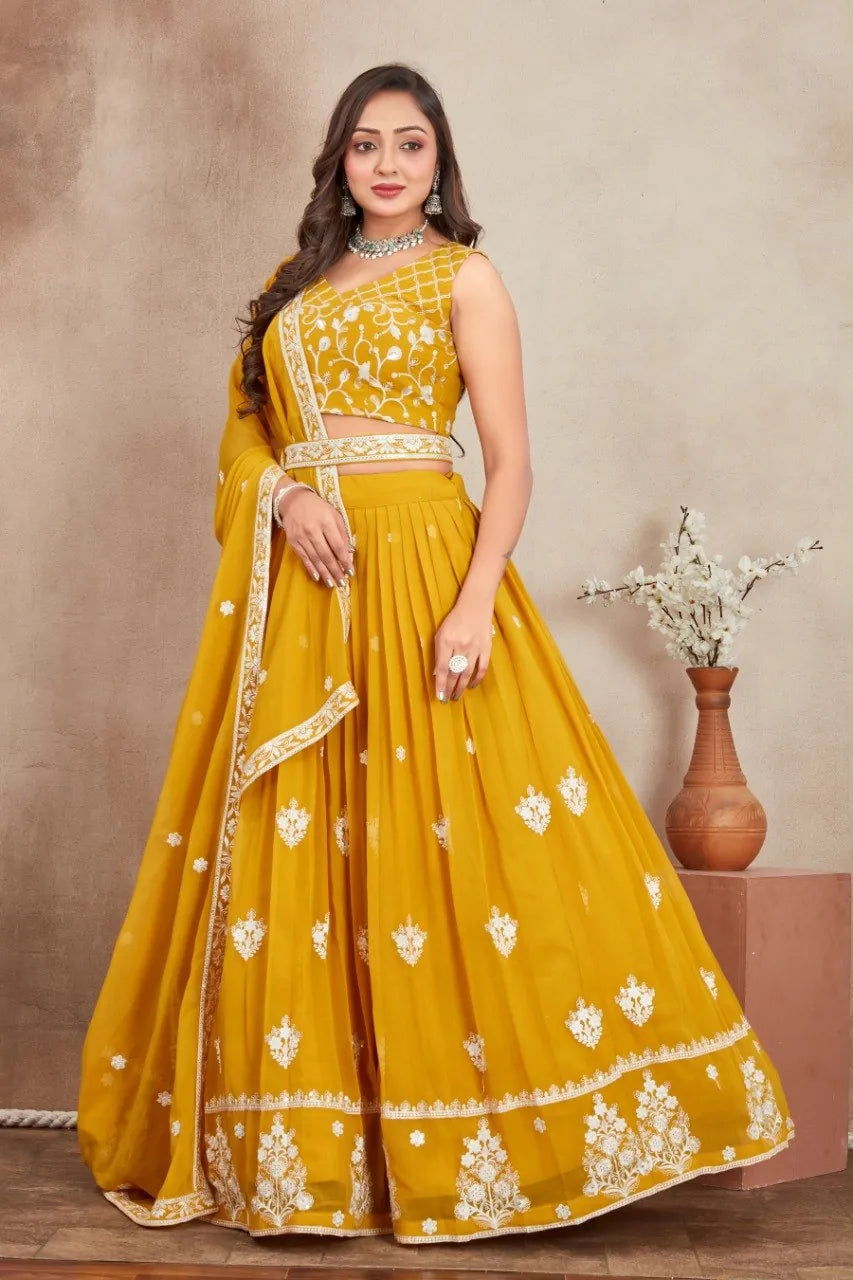Elegant Yellow Georgette Lehenga for Weddings | TRENDBUY – TREND BUY