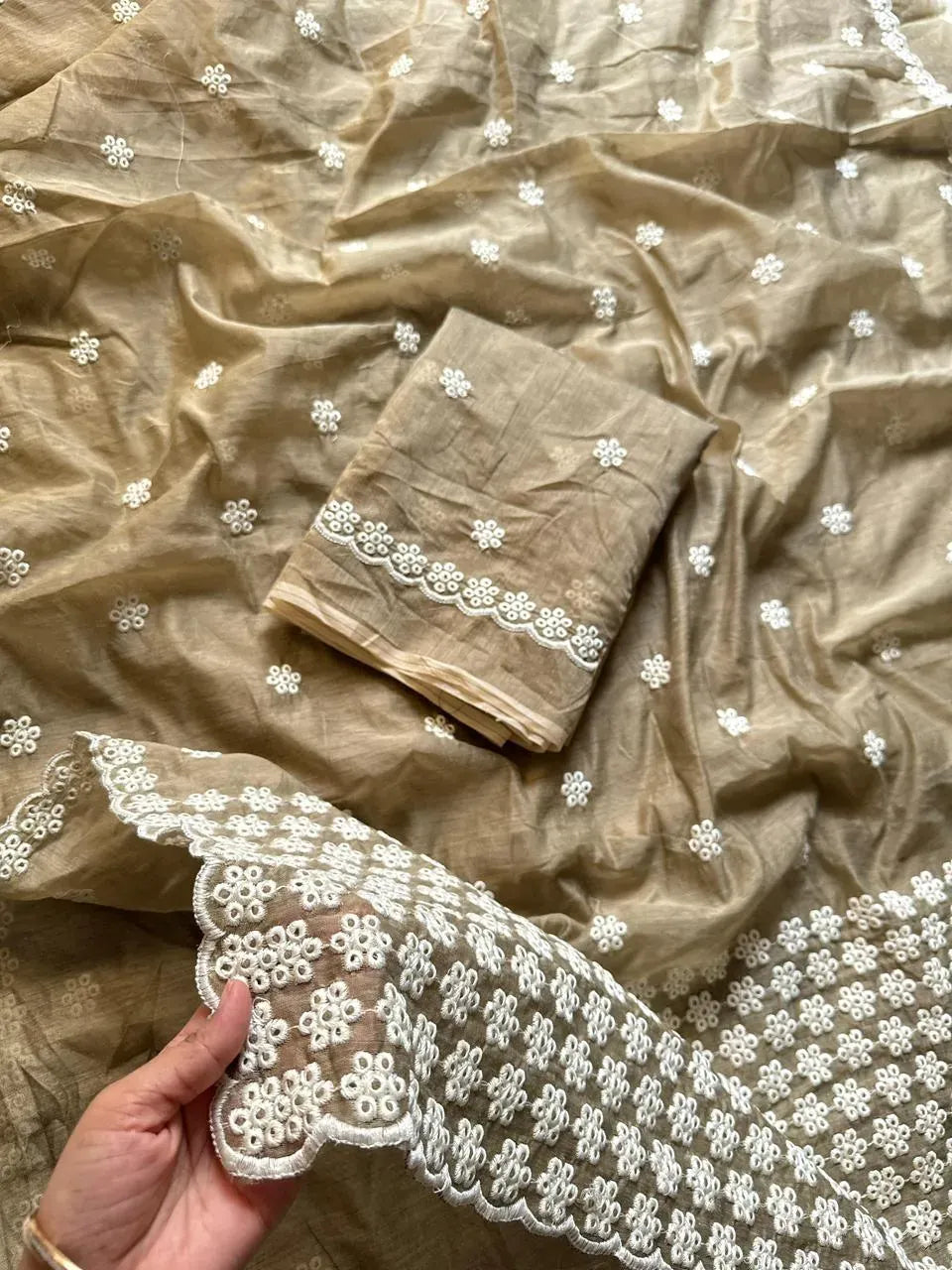 New Arrival Chanderi Cotton Saree - Thread Work & Scallop... – TREND BUY