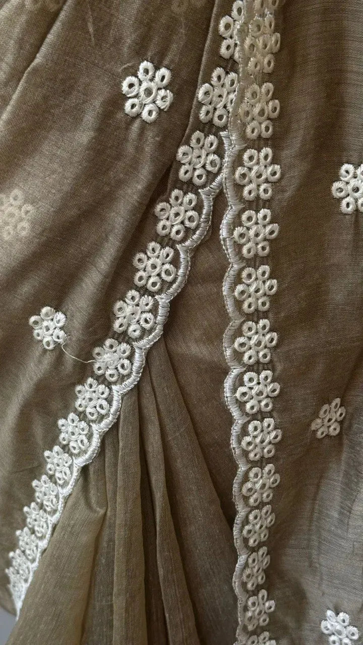 New Arrival Chanderi Cotton Saree - Thread Work & Scallop... – TREND BUY