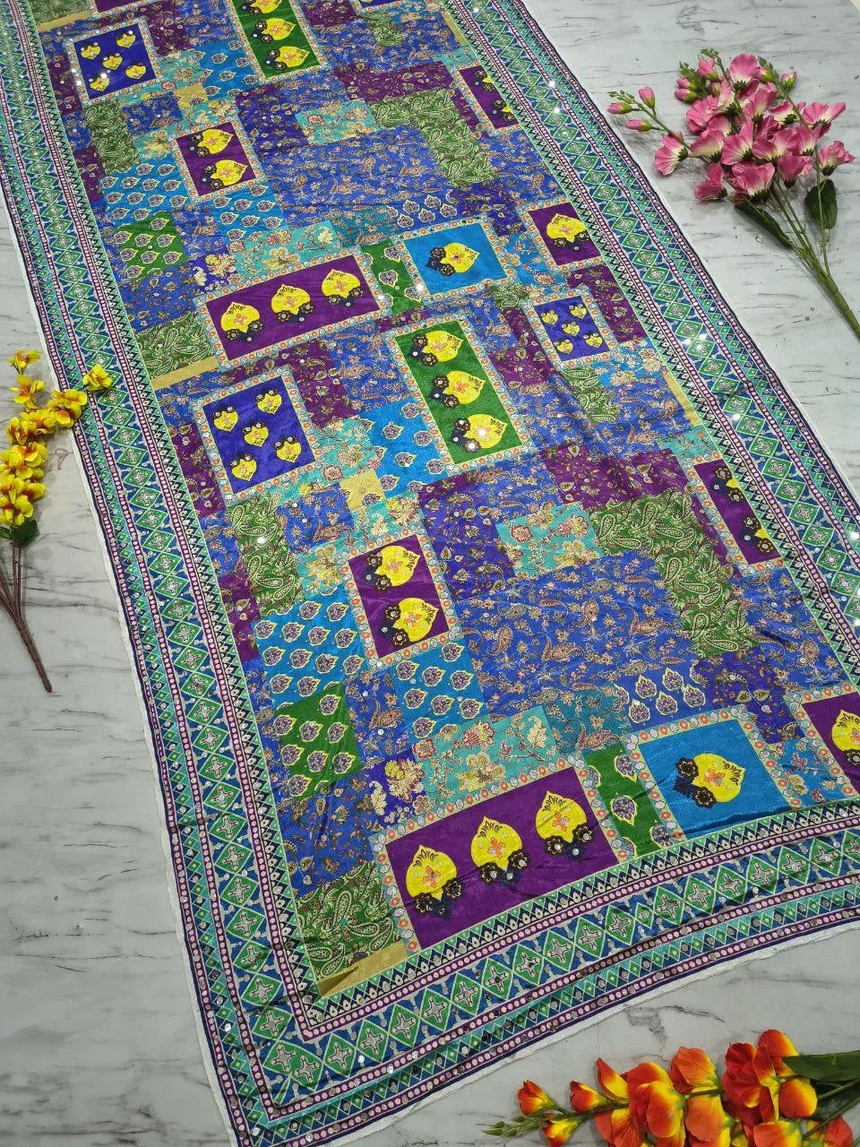 Stunning Chinon Silk Saree - Real Mirror Work for Women – TREND BUY