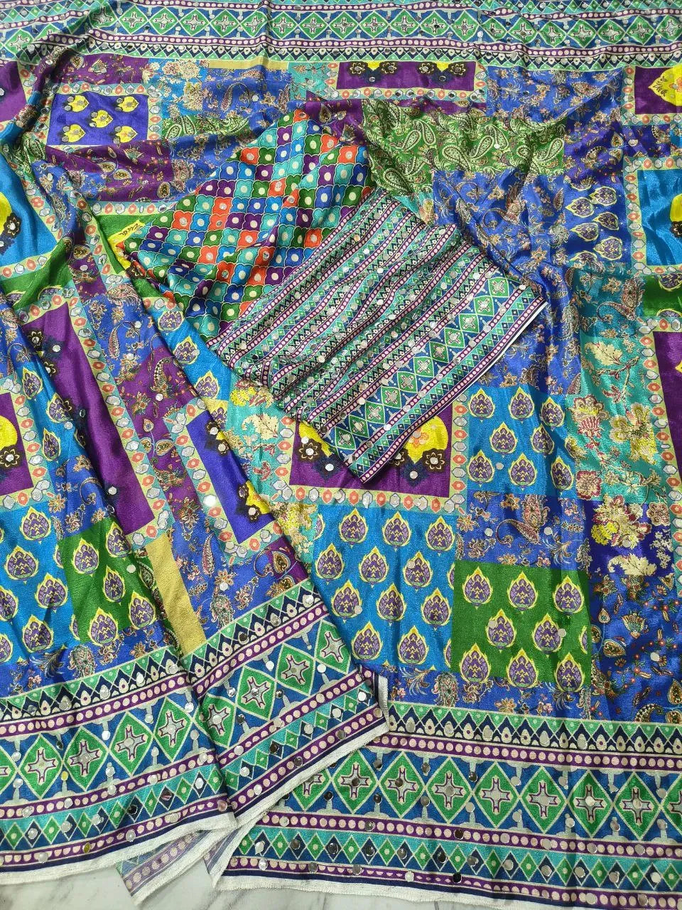Stunning Chinon Silk Saree - Real Mirror Work for Women – TREND BUY