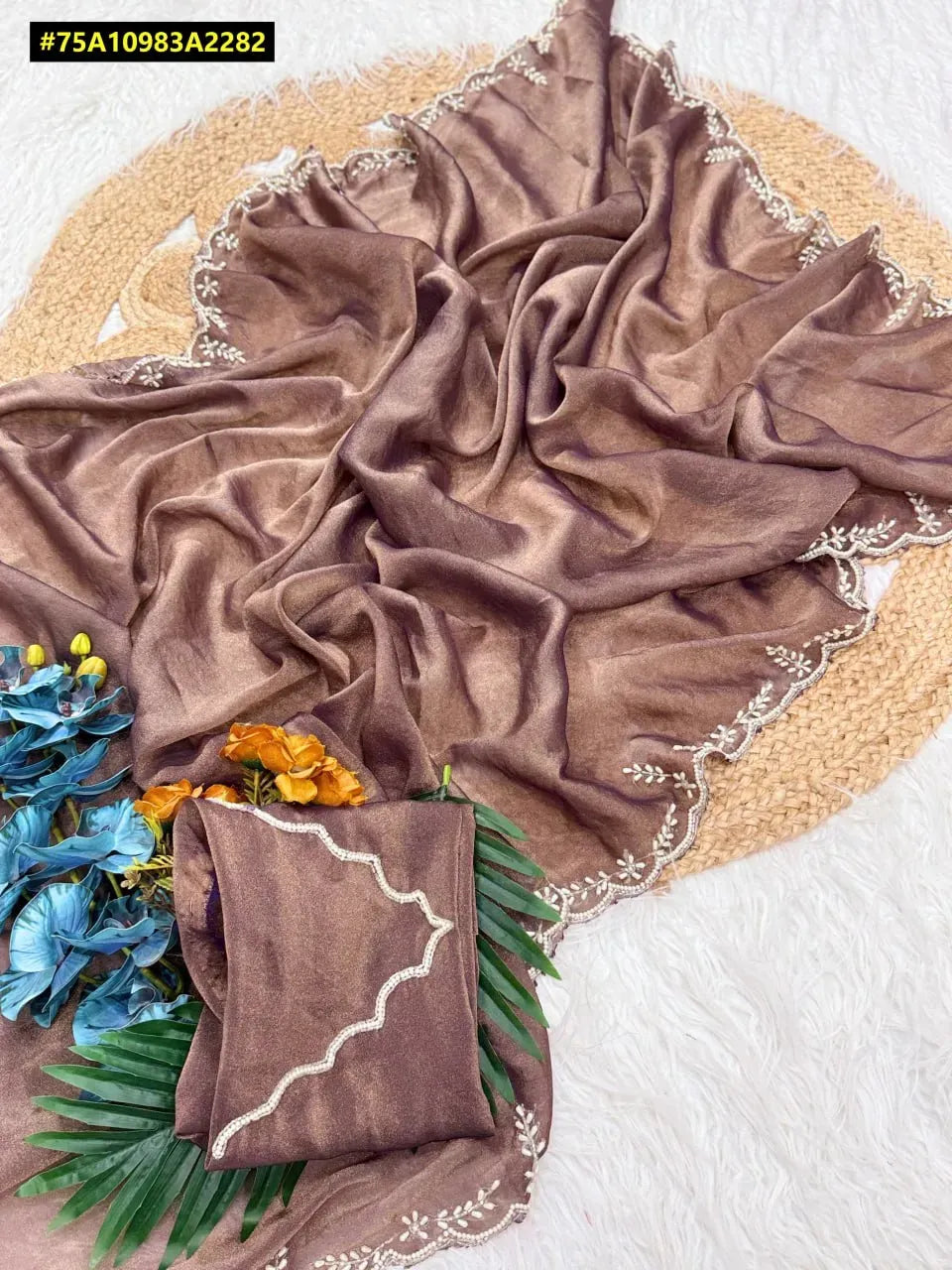 Stunning NC Moss Saree - Khatli Handwork for Festive Wear – TREND BUY