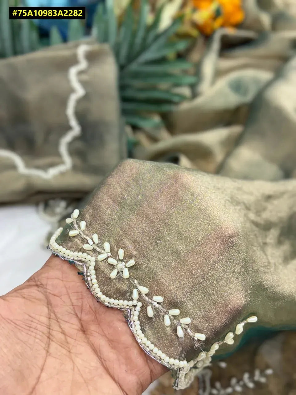 Stunning NC Moss Saree - Khatli Handwork for Festive Wear – TREND BUY