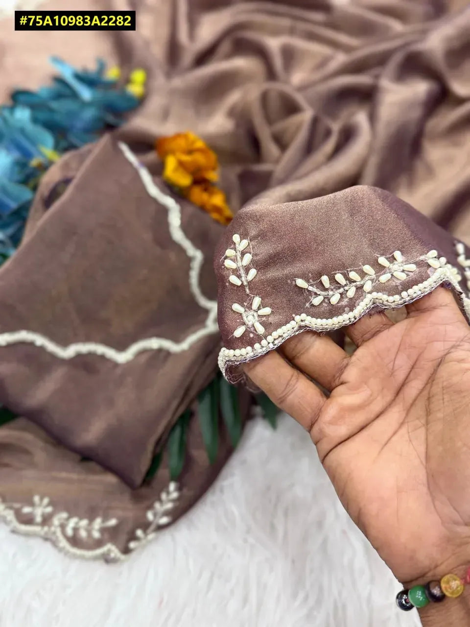Stunning NC Moss Saree - Khatli Handwork for Festive Wear – TREND BUY