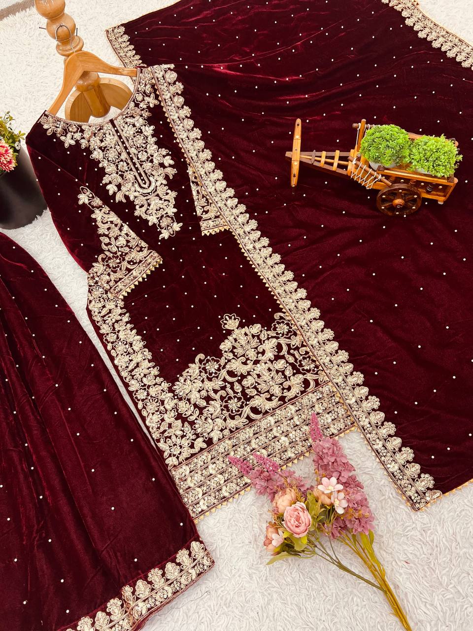 Viscose Velvet Sequence Work Sharara Suit for Women – TREND BUY